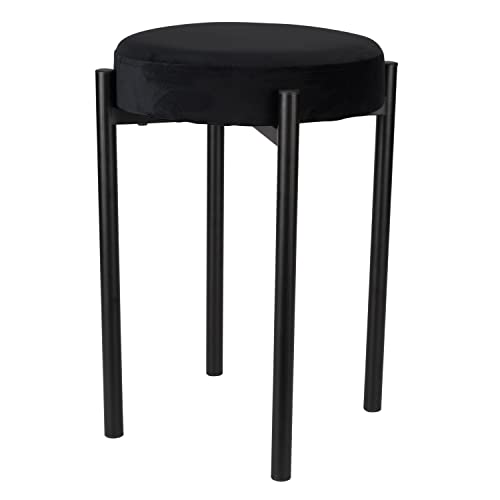 Home Details Dimensions: 13.4" x 13.4" x 17.9" | Easy to Assemble | Stylish Cushion | Compact Design | Black Velour Vanity Stool