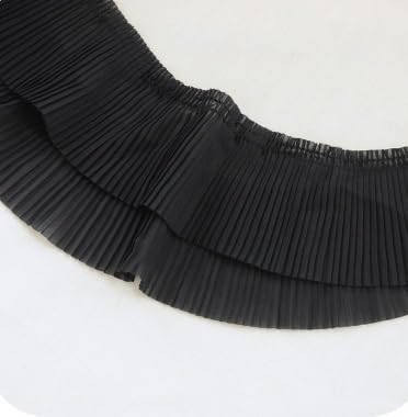 5 Yards Chiffon Pleated Lace Trimming Sewing Trim Fabric Edge for Curtain Tablecloth Doll Pet Costume Dress Decoration (Color : Black, Size : 5 Yards)