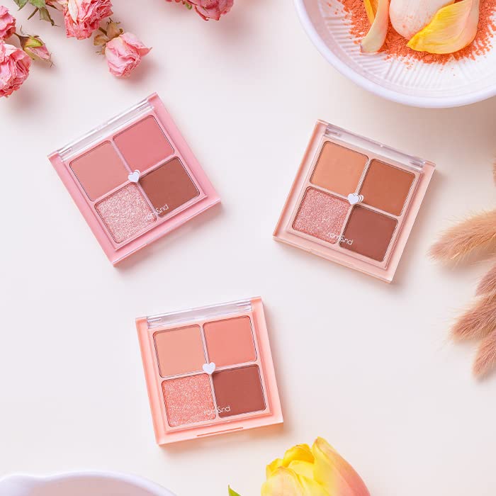rom&nd Better than Eyes 4 Color Mini Palette, 01 Dry Mango Tulip, Eye Shadow Palette, Daily Natural Shades, Blendable, Rich Colors, Velvety Texture, Matte & Shimmer, High Pigmented, Long Lasting