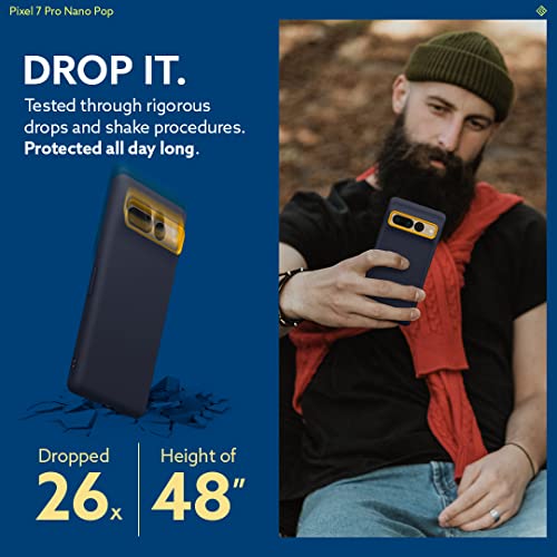 Caseology Nano Pop for Google Pixel 7 Pro Case [Military Grade Drop Tested] Dual Layer Silicone Case - Blueberry Navy