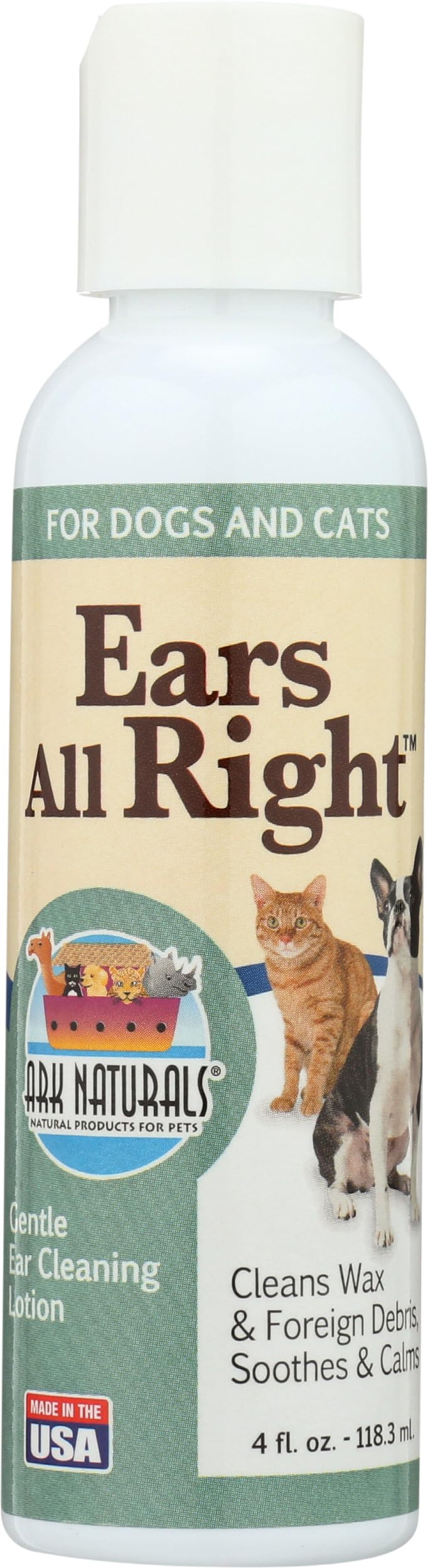 Ark Naturals Ears All Right Gentle Ear Cleansing Lotion for Dogs, Relieve Issues with Infection, Allergies, Odor and Wax, Natural Botanical Formula, 4 oz Bottle