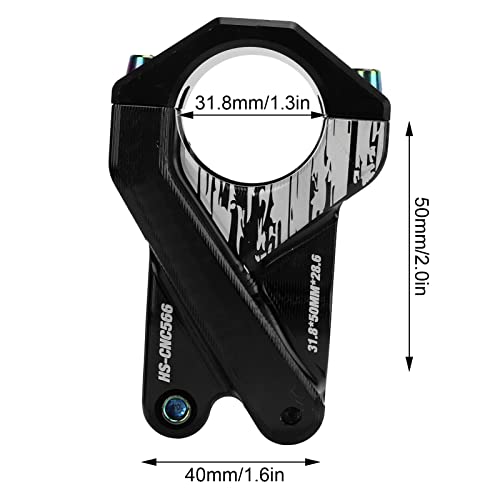 50mm Bike Stem, Short Handlebar Stem Cool Modeling Anodized Bright CNC Machining Sturdy for Road Bike for Mountain Bike(Black)