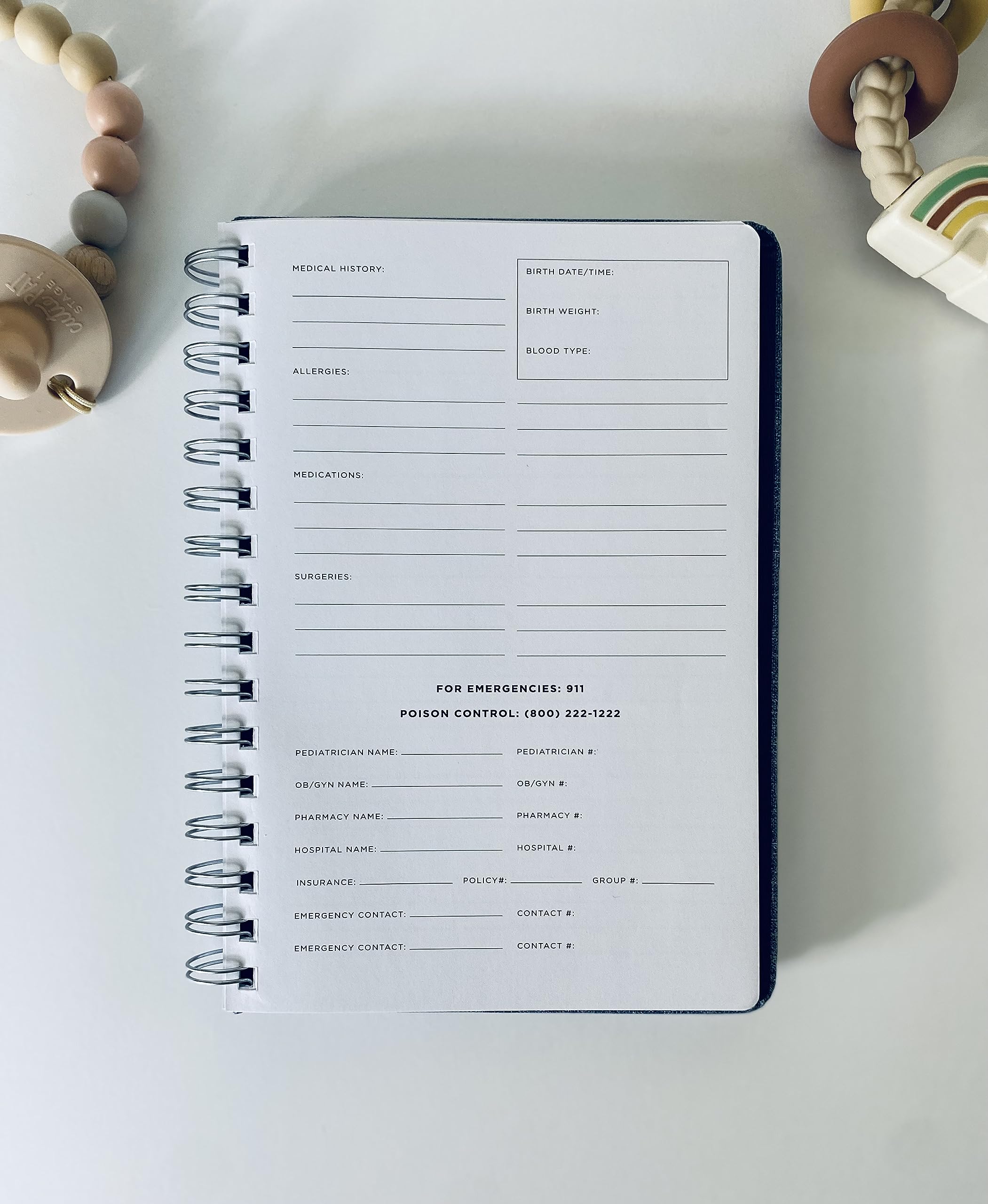 Baby's Daily Logbook, Breastfeeding Journal, Track your Infant’s Feedings, Sleep, and Diaper changes. Plus Bonus Sections including: Growth Charts, Illness Charts, Milestones, Teeth Chart, Doctor appointment notes, and Storage Pocket.