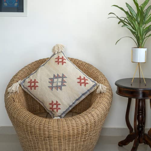 ABSTRACT INDIA Ivory Cactus Silk Throw Pillow Cover Sabra Moroccan Pillow Premium Quality Decorative Pillow Cover with Hidden Zipper 20x20 inch Cushion Cover…