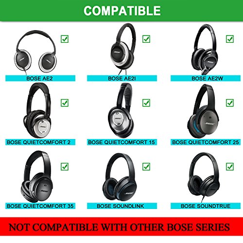 Jecobb Replacement Ear Pads Kit Ear Cushions for Bose QuietComfort 2, Quiet Comfort 15, QuietComfort 25, QC 35, Ae2, Ae2i, Ae2w, Sound True, Sound Link (Around-Ear Only) Headphones (Apricot)