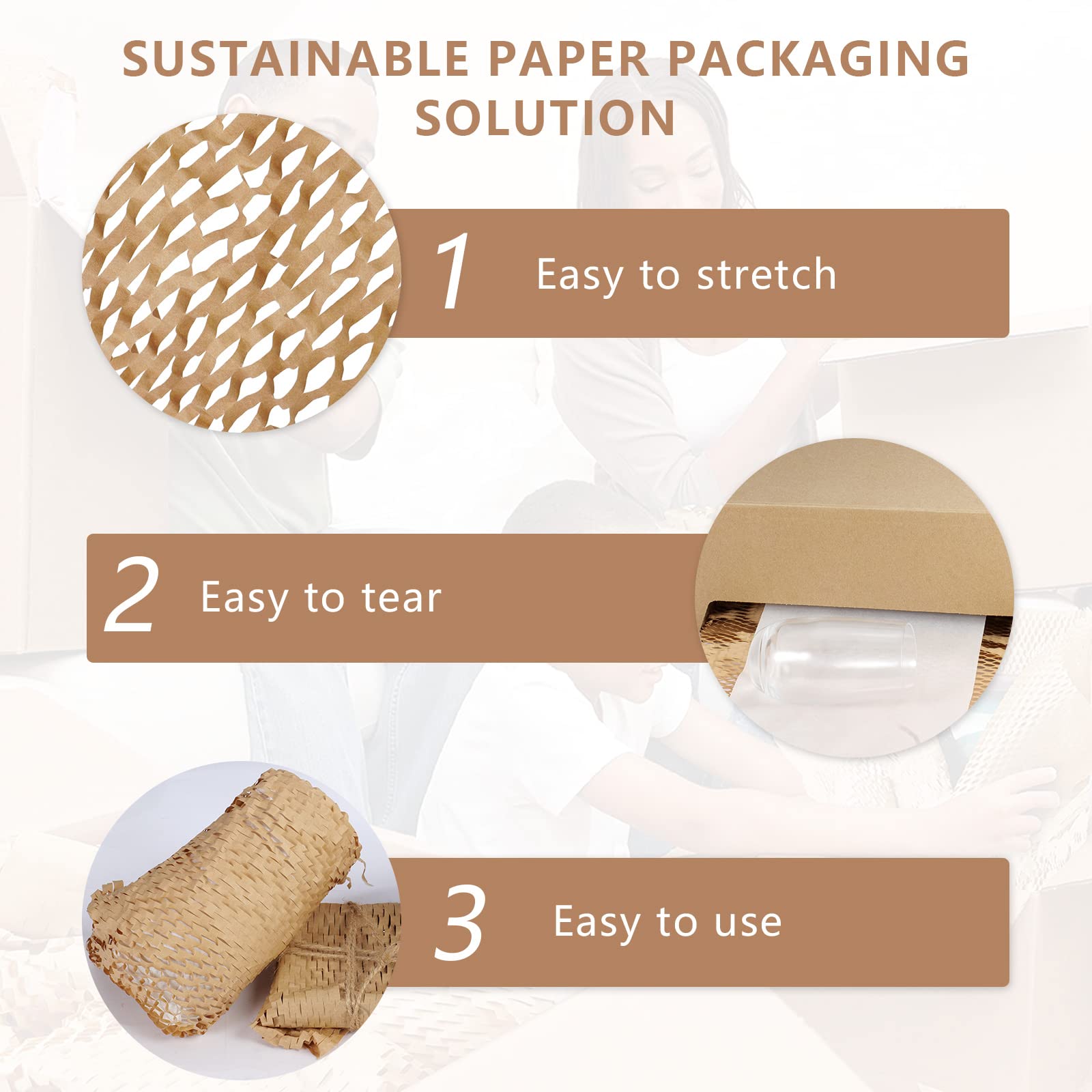 426’ x 14" Honeycomb Packing Paper, BOEASTER Packing Paper Substitute Bubble Cushioning Wrap for Moving Recyclable Moving Supplies Protective Roll in Self-Dispensed Box for Shipping Packaging Gift