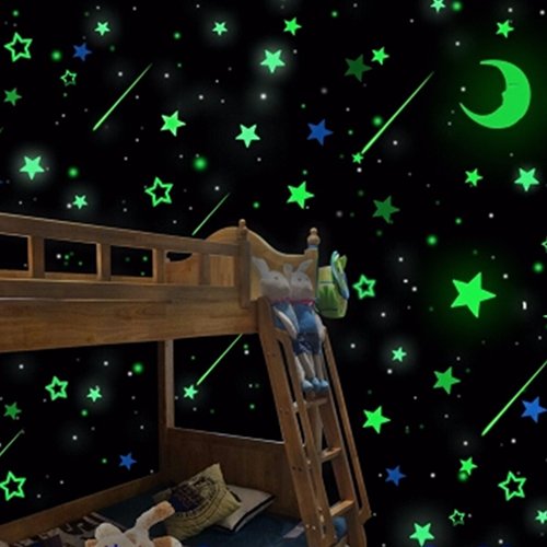 liuqingwind 20Pcs 3D Three-Dimensional Plastic Wall Paste Luminous Glow in The Dark Stars Moon Decals Party Home Decor Wall Stickers