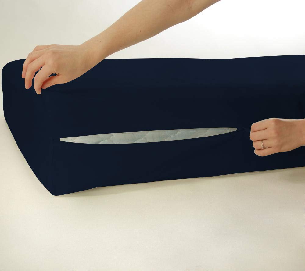 Arkwin Home Products Excellent Soft 100% Egyptian Cotton Twin Extra Long, 39" x 80" Size Mattress Cover, Zips Around The Mattress (Navy Blue Solid)