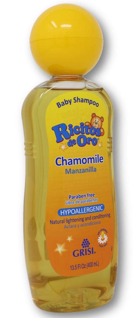 Chamomile Ricitos de Oro Shampoo| Baby Shampoo with Pop-Up Rattle Cap, Paraben Free Product for Baby’s Delicate Hair; 13.5 Fl Ounces