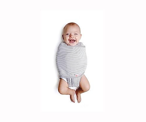 embé 2-Way Starter Baby Swaddle, 6-14 lbs, Newborn Swaddle Sack 0-3 Months, Zip & Hook and Loop Fastener Swaddle 0-3 Months Baby Swaddles Wrap, Hip Healthy, Infant Swaddle - Grey Stripe