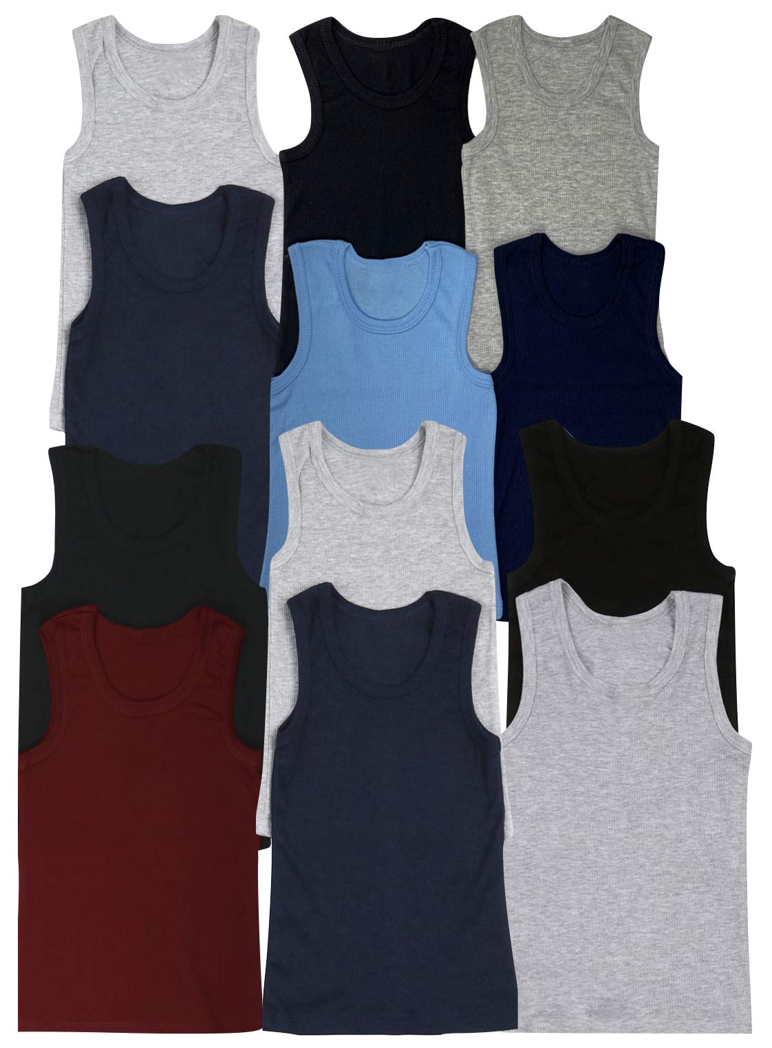 ToBeInStyle Boys' 4 Pack Double Needle Hem Tank Tops - Basic - Size 2