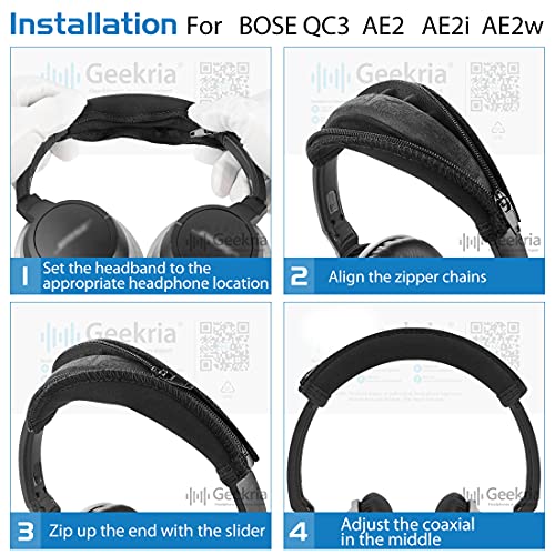 Geekria Earpad + Headband Compatible with Bose Around-Ear AE2, AE2i, AE2w Headphone Replacement Ear Pad + Headband Cover/Ear Cushion + Headband Protector Earpads Repair Parts (Black)