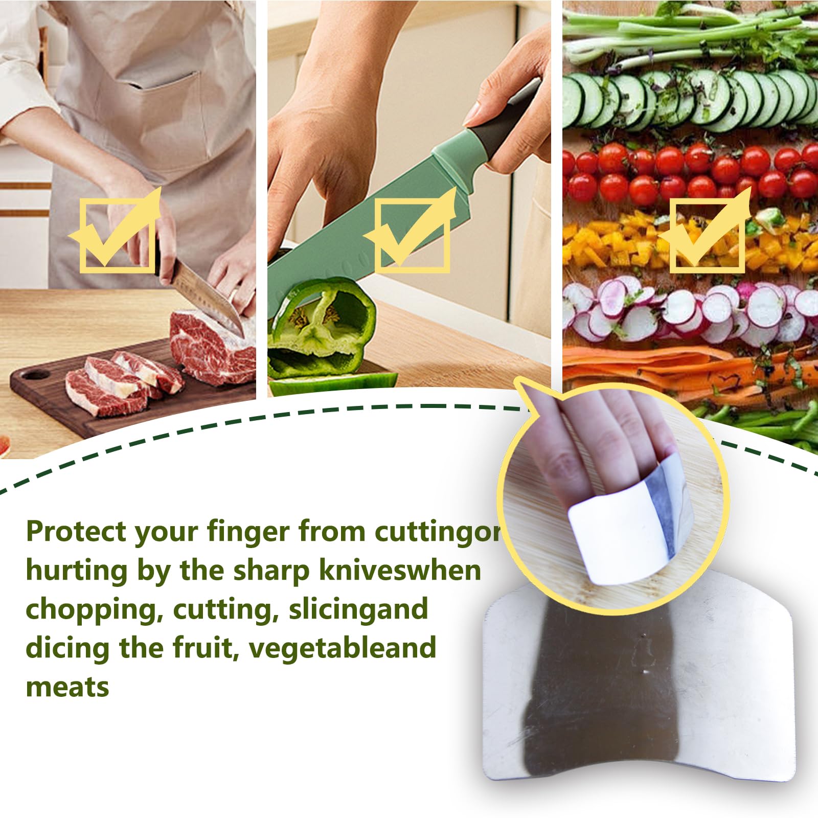 Abvsdu 6 Pcs Finger Guards For Cutting Food, Finger Protector For Cutting Food Slicing Dicing Chopping Vegatables Kitchen Tool Knife Shields Guards Avoid Hurting To Avoid Hurting By The Knife