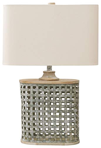 Signature Design by Ashley Deondra Contemporary 29" Round Galvanized Metal Single Table Lamp, Gray