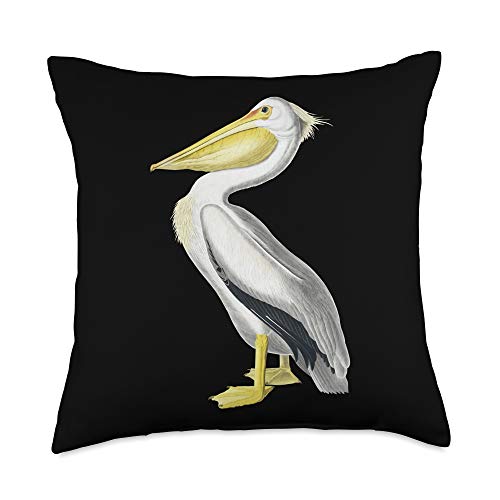 Bird Wildlife Art Cute Pelican Gift White Pelican Cute Bird Throw Pillow, 18x18, Multicolor