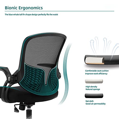 Armless Desk Chair - Small Home Office Chair with Wheels, PU Leahter Low Back Vanity Chair with Lumbar Support, Adjustable Height 360° Rolling Swivel Computer Task Chair Without Arm for Small Space