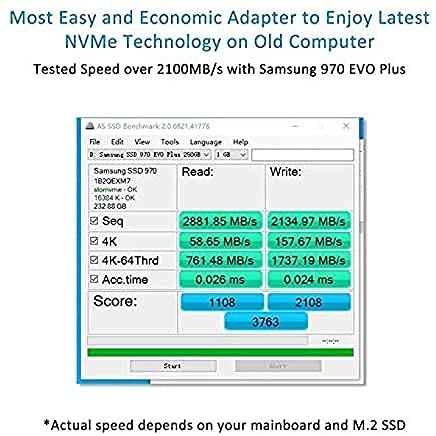 A ADWITS M.2 Key M NVME and AHCI SSD to PCIe 4X 8X 16x Adapter PCB, Compatible with Samsung 960 970 EVO PRO WD Black and More
