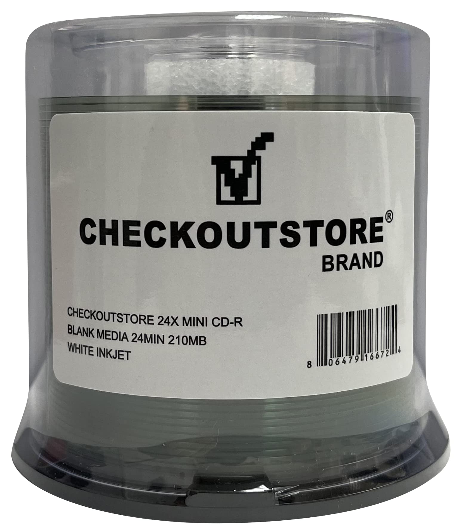 CheckOutStore 24x Mini CD-R Blank Media 24Min 210MB White Inkjet (Pack of 100)