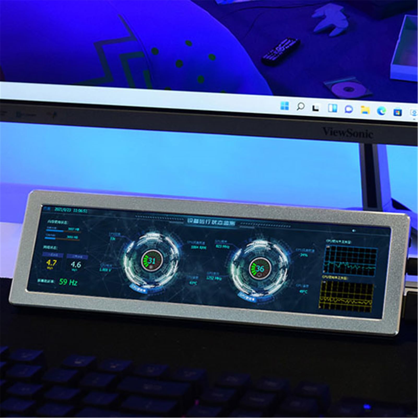 7.9 Inch Computer Temperature Monitor Display, IPS USB Mini Screen AIDA64, PC CPU GPU Data Monitor for Raspberrys Pi LinuxWindows, Theme Editor Customizable