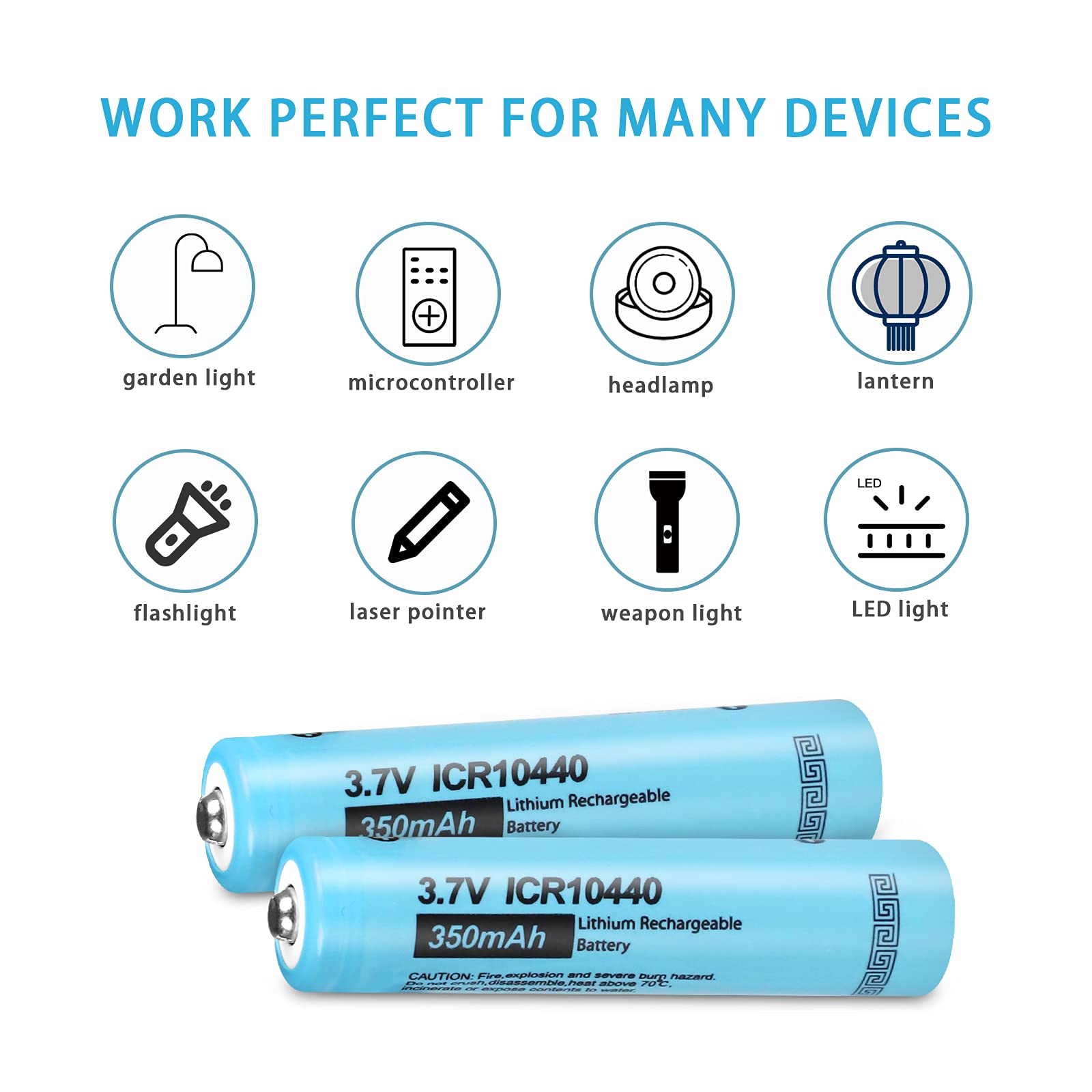 4 Pcs ICR 10440 Rechargeable Lithium Ion Battery,3.7v Batteries 350mAh (0.39 * 1.73 inch, Shorter Than AAA Size)