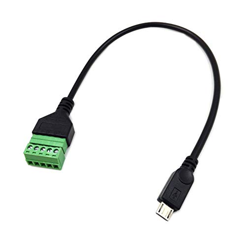 Poyiccot Micro USB Screw Terminal Block Connector, Micro USB Male to 5 Pin/Way Female Bolt Screw Shield terminals Pluggable Type Adapter Connector Cable 30cm(Micro USB Male)