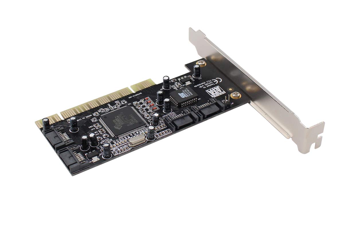 XtremeAmazing 4 Ports PCI SATA Raid Controller Internal Expansion Card Adapter, PCI to SATA Adapter Converter with 2 Sata Cables for Desktop PC HDD SSD