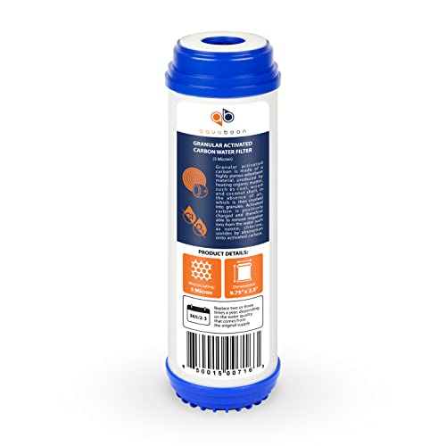Aquaboon 5 Micron 10x2.5" Granular Activated Carbon Water Filter Replacement | Universal 10 inch Coconut Shell GAC Cartridge | Compatible with C-10, WFPFC9001, AP117, GAC-10, FXUTC, D-20A, GAC1 2-Pack