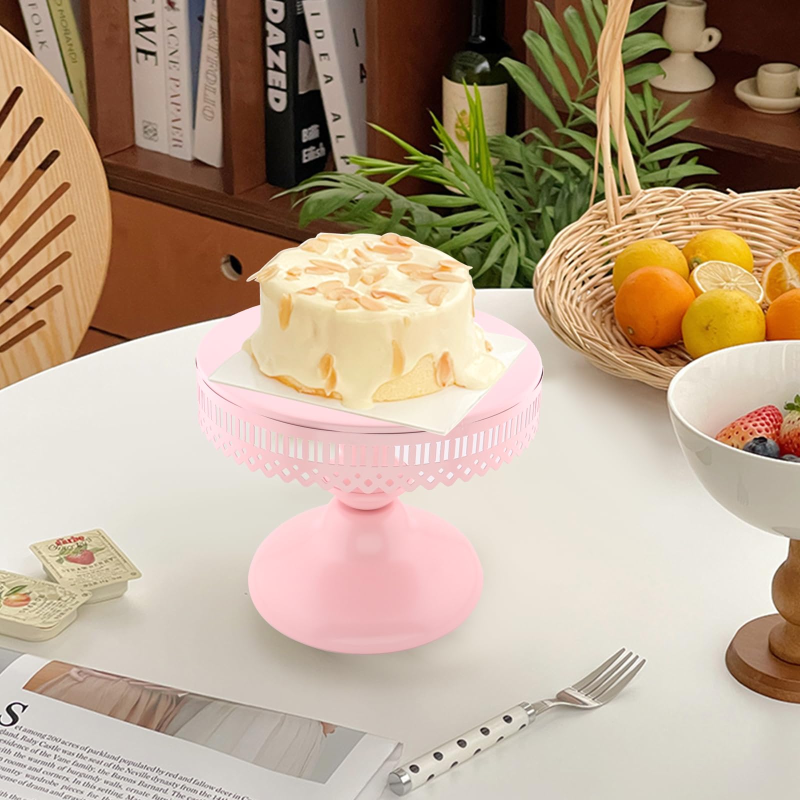 3-Set Cake Stand Round Cake Stands for Wedding Event Birthday Party Baby Shower (Pink)