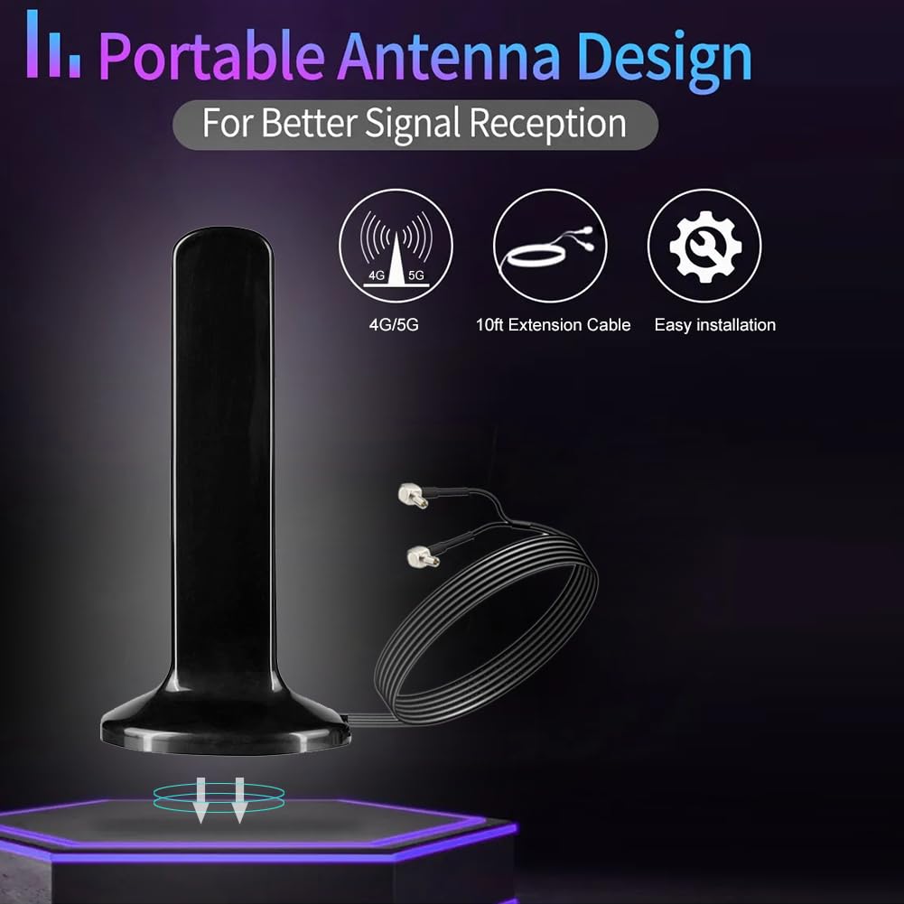 7dBi External 4G LTE 5G Dual TS9 Magnetic Antenna for Netgear AT&T Nighthawk MR6110 MR6150 MR6500 M6 Pro M5 MR5100 MR5200 M1 MR1100 Verizon Jetpack 8800L MiFi Hotspots Netgear LB1120 Router,Slinkdsco