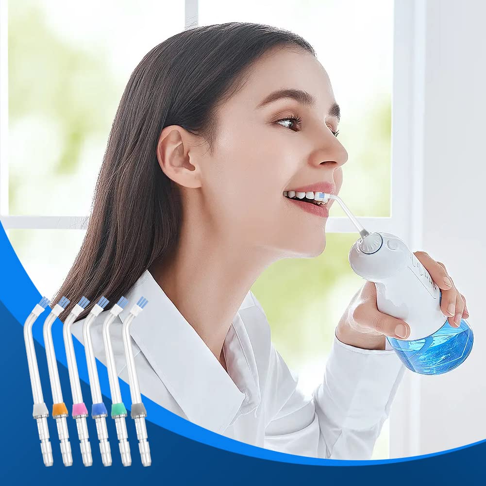 Abnaok Replacement Tips for Waterpik Water Flosser Classic Jet Tips and Other Oral Irrigators(6 Plaque Seeker Tips)