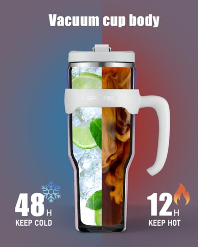Gpeng 30 oz Stainless Steel Tumbler with Detachable Handle - Leakproof and Insulated Water Bottle, Versatile for Hot or Cold Drinks