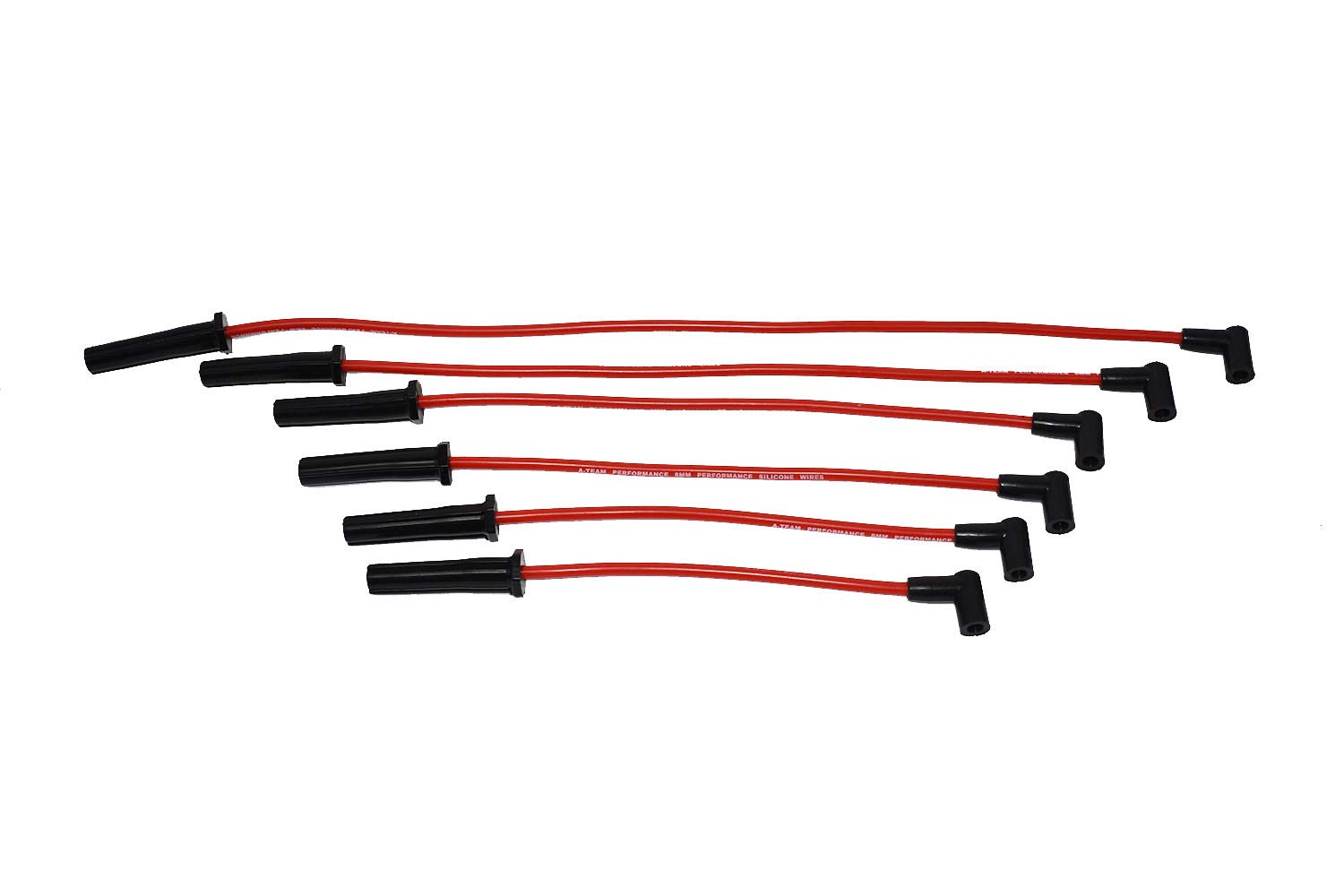 A-Team Performance - Set of 6 Cylinder 8.0mm Red Silicone Durable Two-Layered Silicone Coating Spark Plug Wires 4.3 Vortec - Compatible with GMC Chevy 230, 250, 292, 350