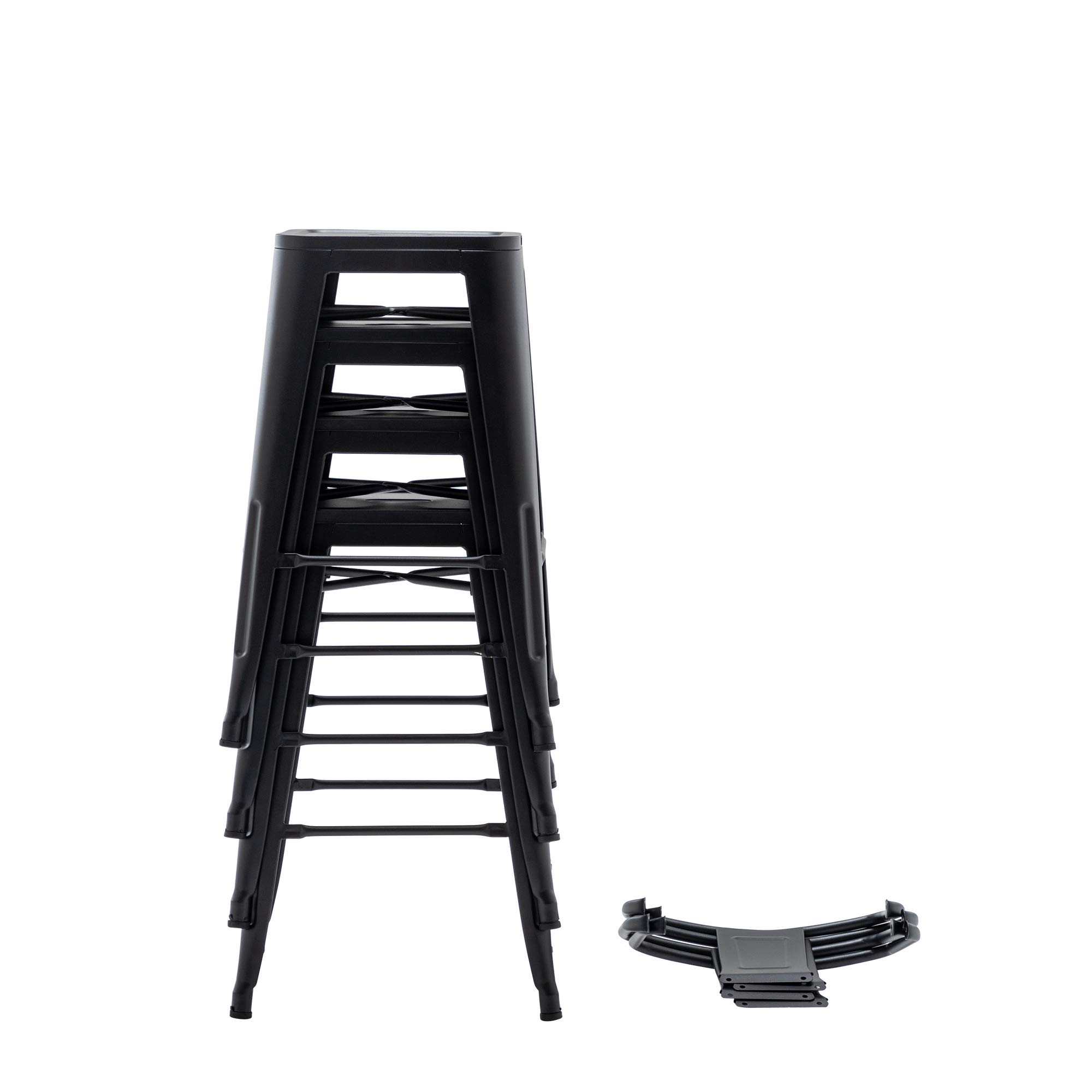 Apeaka 24 inch Metal Bar Stools Set of 4 Modern Counter Height Stools with Backs Industrial Low Back Bar Chairs for Indoor Outdoor Matte Black