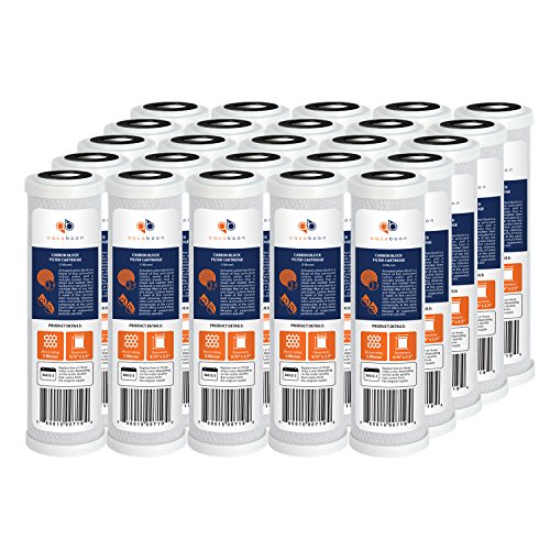 Aquaboon 5MC-25PK 5 Micron 10-Inch carbon Block Water Filter Cartridge Coconut Shell Activated Carbon, 25-Pack
