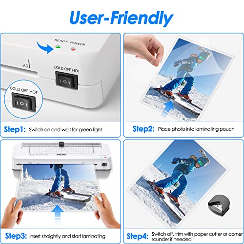 Laminator Machine, 13 Inch Thermal Laminator with Laminating Sheets, A3 Poartable 4 in 1 Office Presentation Laminators for Home Office School Use, Quick Warm-Up and Jam-Free