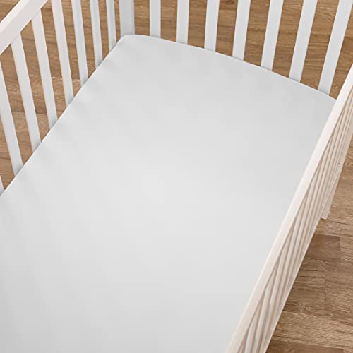 TL Care 3 Pack Fitted Crib Sheets 28" x 52", Soft Breathable Neutral 100% Cotton Jersey Sheet, White, for Boys and Girls, Fits Crib and Toddler Bed mattresses