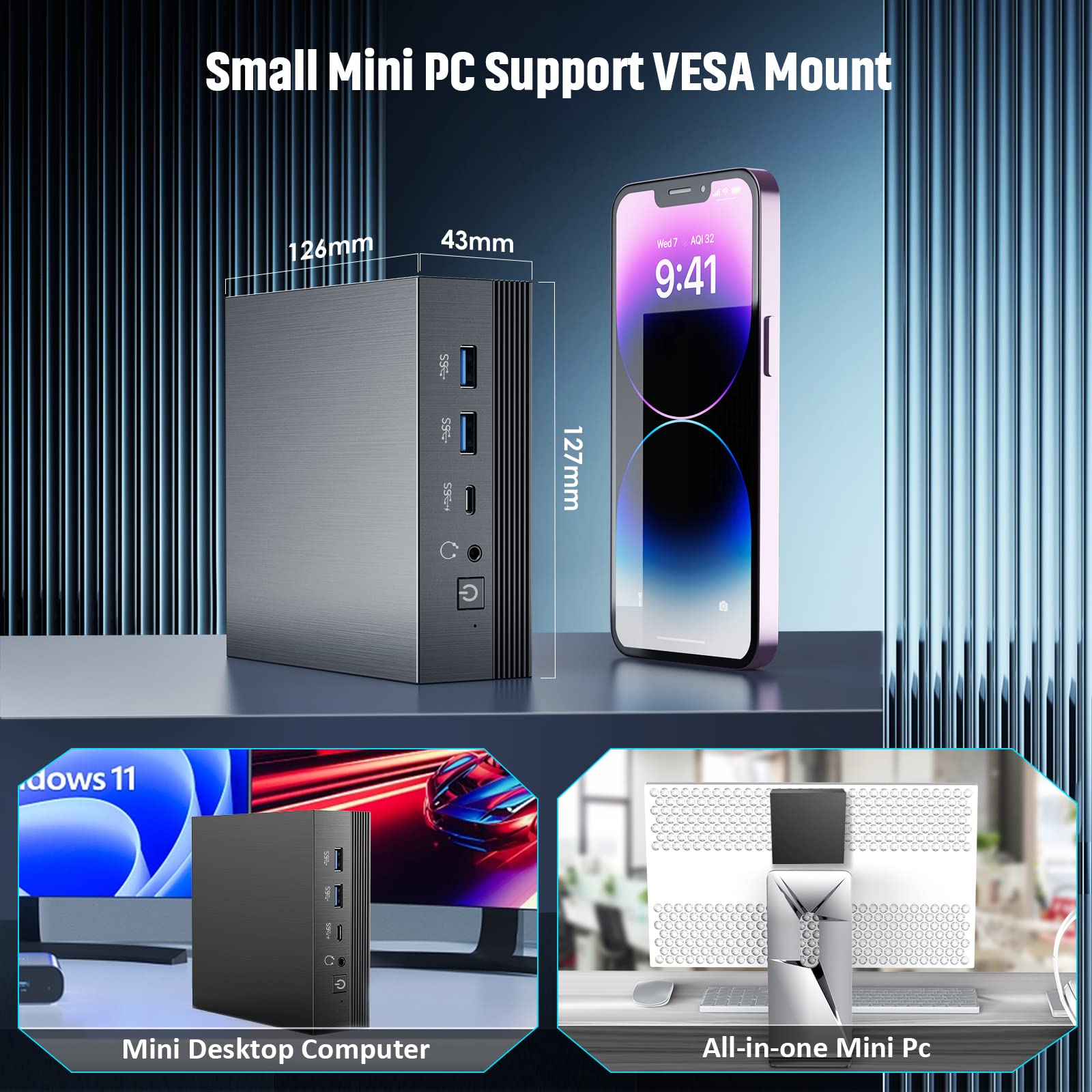 ACEMAGICIAN Ryzen Mini PC, AMD Ryzen 5 5600U(up to 4.2GHz) 6C/12T, 16GB DDR4 RAM 500GB SSD Mini Computer, AM07 Mini Business PC USB-C, Bluetooth, Wi-Fi Windows 11 Pro, Support 4K@60Hz