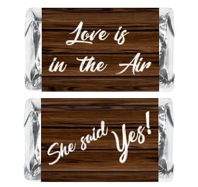 60 Rustic Theme Miniatures Candy Bar Wrapper, For Bachelorette, Bridal Shower Mini Candy Bar Stickers, Engagement Party Decorations, Candy Not Included. Made in USA