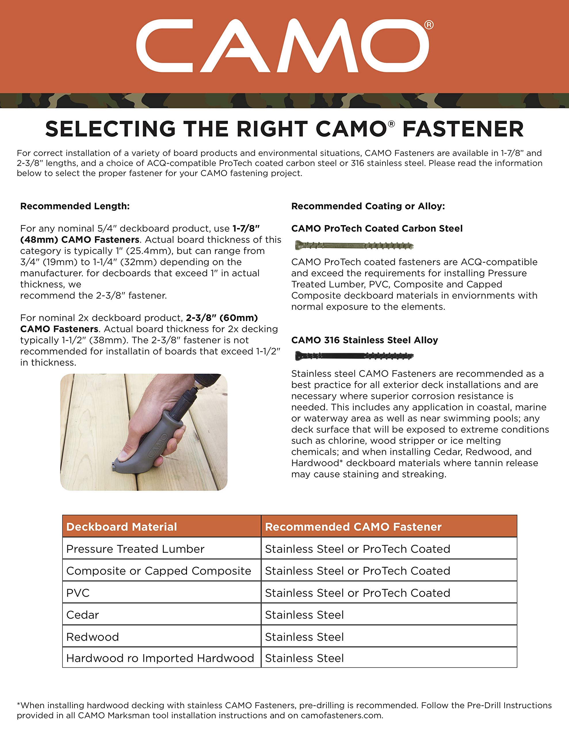 CAMO Edge Deck Screws 2-3/8" Stainless Steel (100)