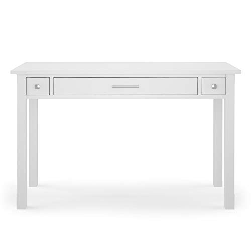 SIMPLIHOME Avalon SOLID WOOD Contemporary 47 Inch Wide Writing Desk in White, For the Office Desk, Writing Table, Workstation and Study Table