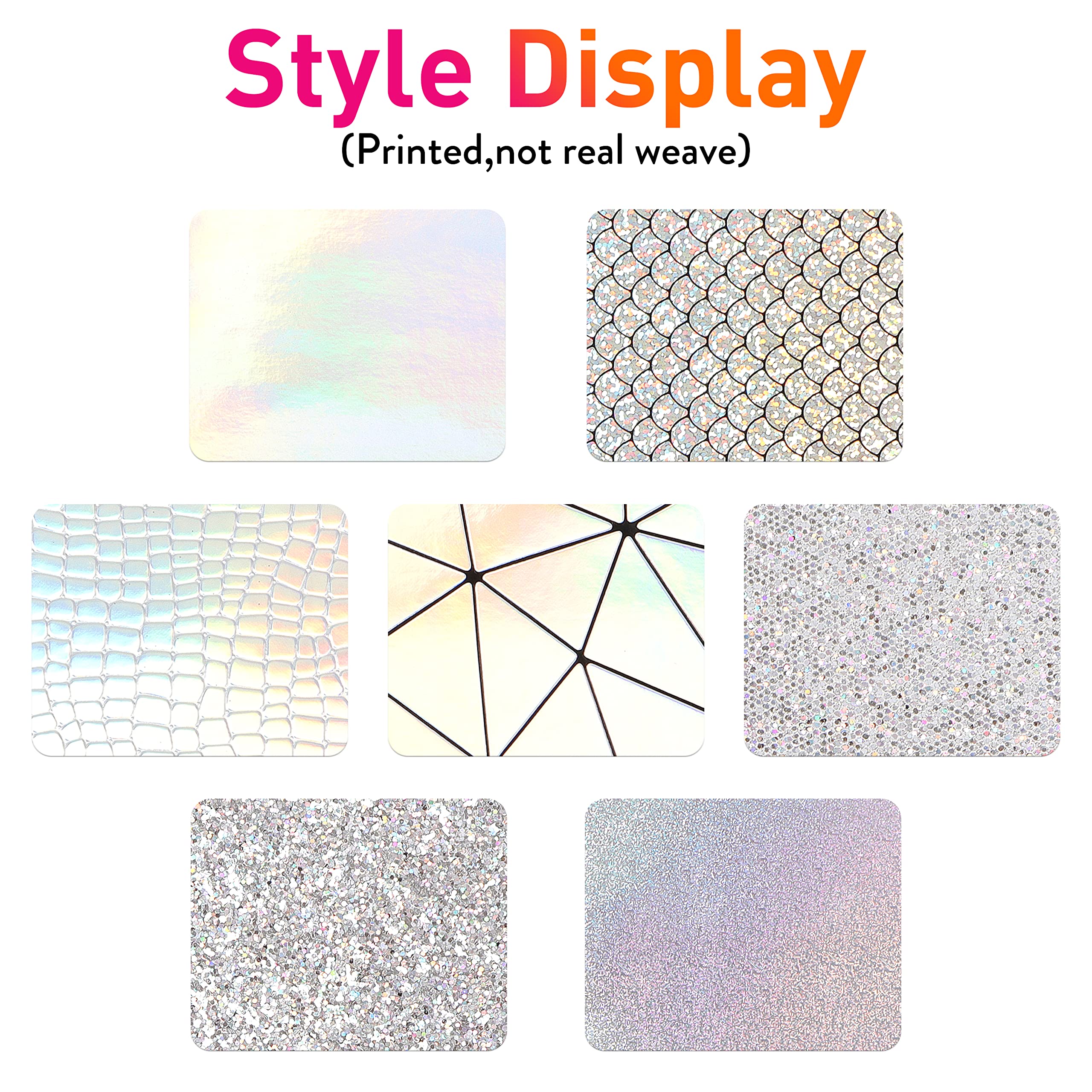 7Pcs 8x12Inch PU Silver Faux Leather Sheets for Crafts