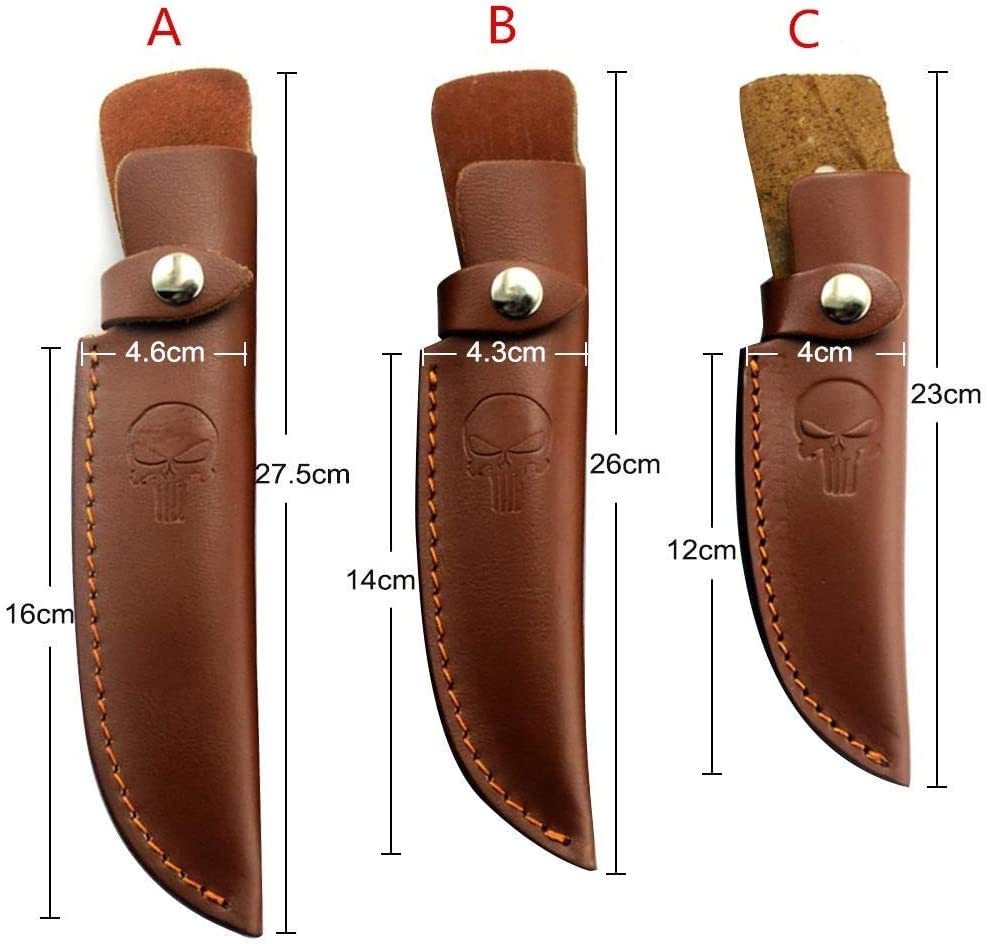 Aibote Fixed Blade Knife Sheath with Belt Loop Hunting Holster Carrying Knives Leather Holder Sheaths Case Scabbard Pouch Bag Pocket EDC Camping Outdoor Tool(B-Medium)