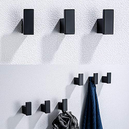 RANDOM Black Towel Hooks,Bathroom Hardware Accessories Hook SUS 304 Stainless Steel Matte Black Robe Hook for Bathroom Kitchen,Contemporary Style Wall Mounted 2 Pack.