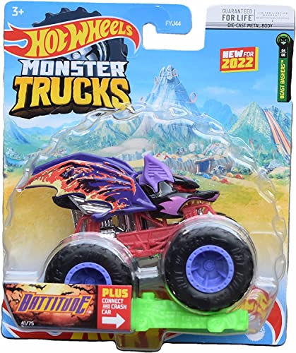 Hot Wheels 2022 - Monster Trucks - Battitude - with Connect and Cash car #41/75 - Ships Bubble Wrapped in a Box