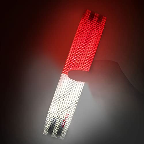 STARREY Reflective Tape Outdoor Red White 1/2 in X 30 FT Waterproof Self Adhesive DOT-C2 Safety Caution Reflector Conspicuity dot Tape for Trailers Cars