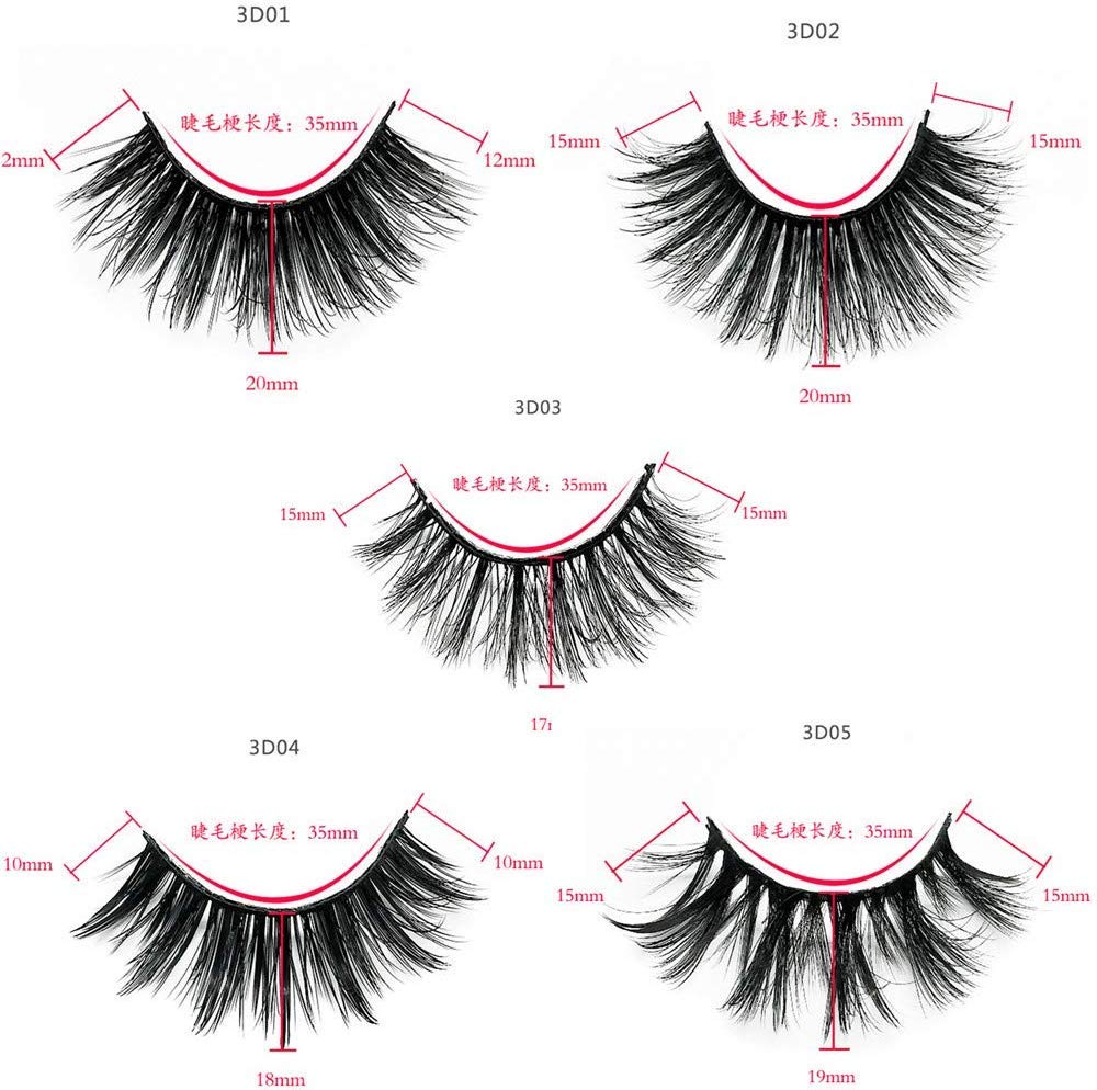 5 Pairs Faux 3D Mink Lashes Multipack,False Eyelashes Natural Soft False Eyelashes Pack for Makeup Eyelashes Extension(3D-Mix)