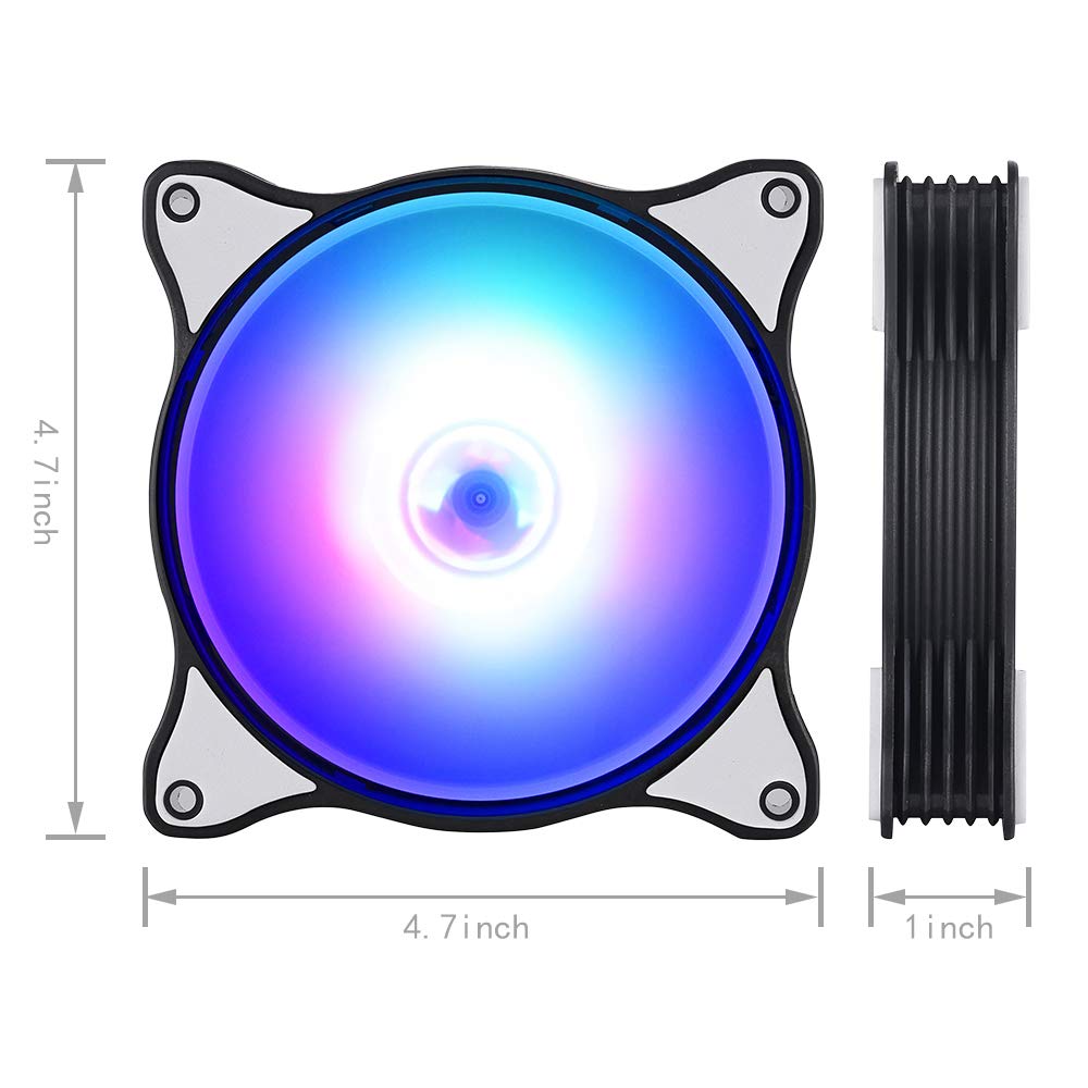 4 pcs PC Case Cooling Fan Computer Case Fan,Long Life 120mm High Airflow Quiet Edition Changeable Colourful LED Case Fan for PC Cases, Radiators 4-Pack