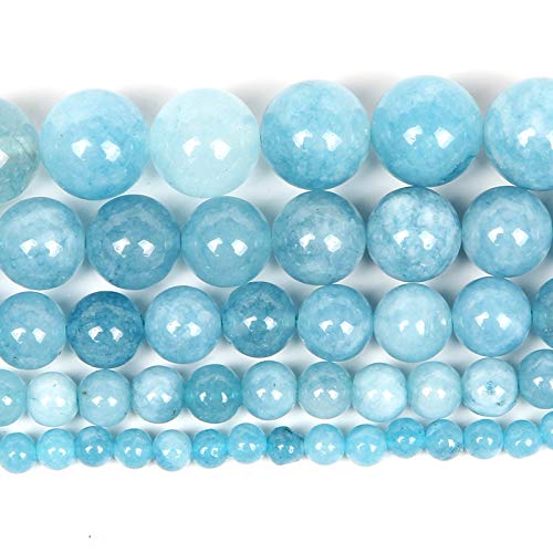 45pcs 8mm Blue Chalcedony Jades Natural Stone Beads for Jewelry Making,Energy Stone Healing Power,Enjoy DIY Fun