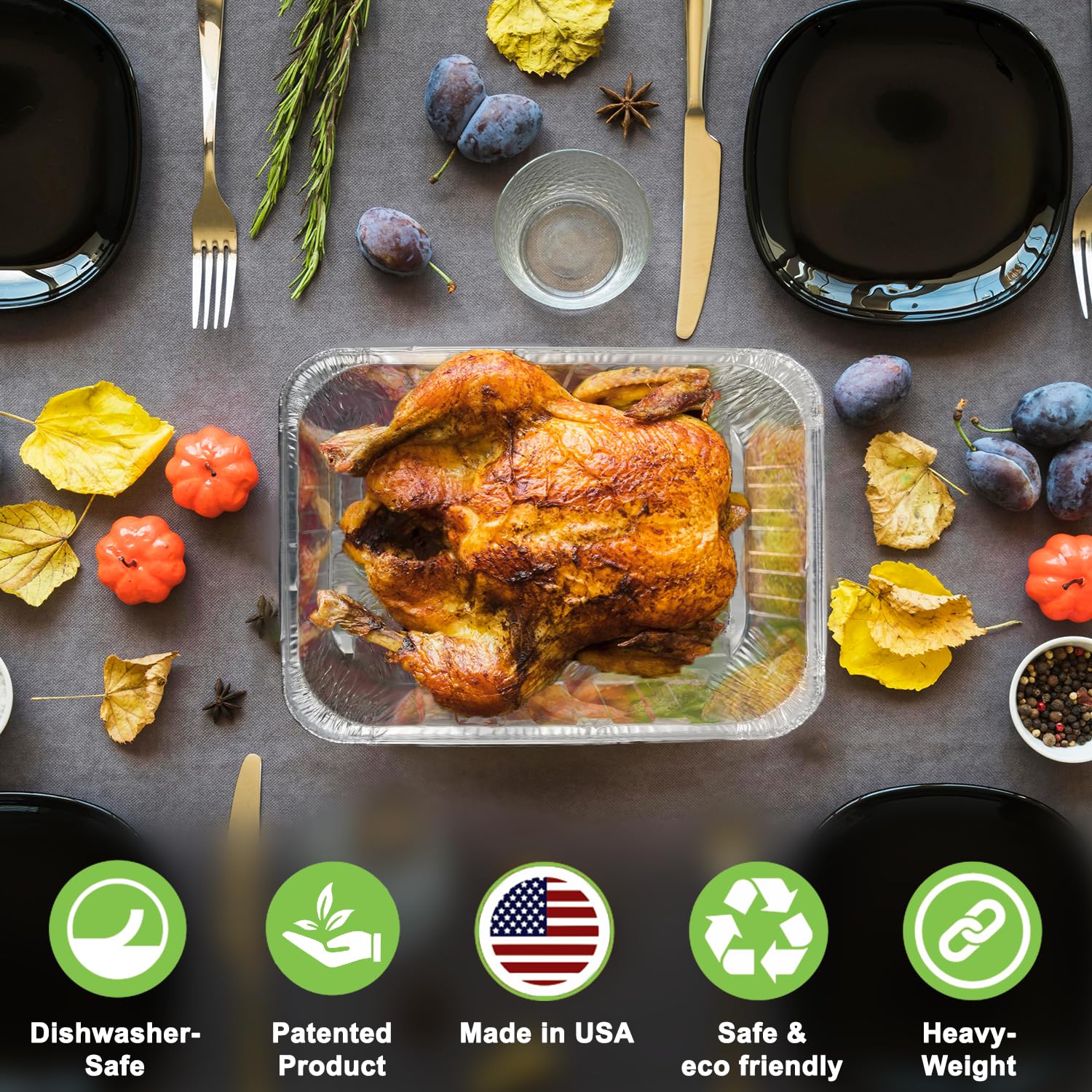 Shah Foil Aluminum Pans Half Size Deep (10 Pack), 9X13, Extra Heavy Duty Disposable Foil Pans For Baking, Roasting & Chafing, Steam Table Deep Tray. 42 gms/pc weight (10 pack) | Made in USA.
