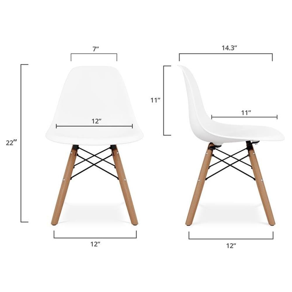 Aron Living 21.75" Plastic and Wood Kids Playroom Chairs in White (Set of 2)